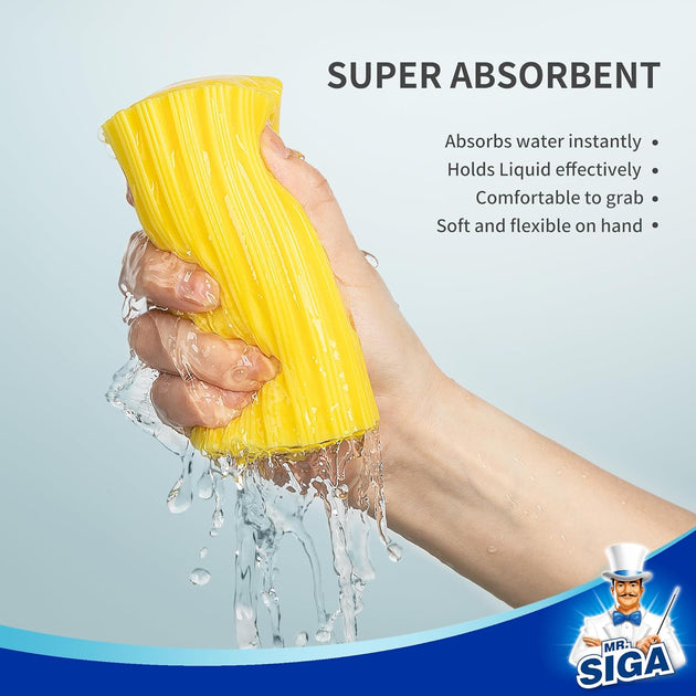 MR.SIGA Sponge Duster, Reusable Duster with Ridged Surface Design, Hou