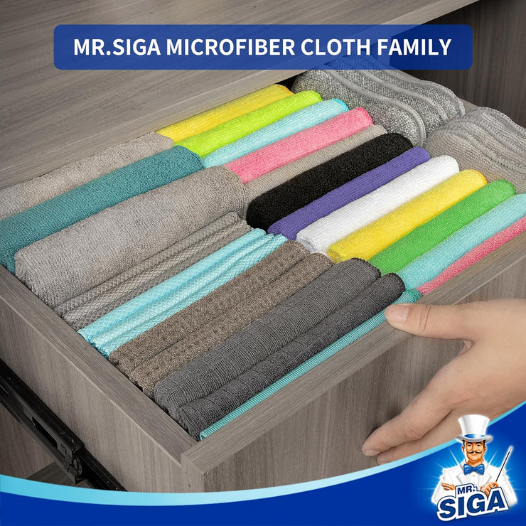 MR.SIGA Microfiber Cleaning Cloths, All-Purpose Microfiber Towels, Str
