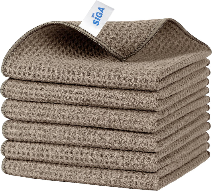 MR.SIGA Waffle Pattern Cleaning Cloths, Reusable Absorbent Microfiber