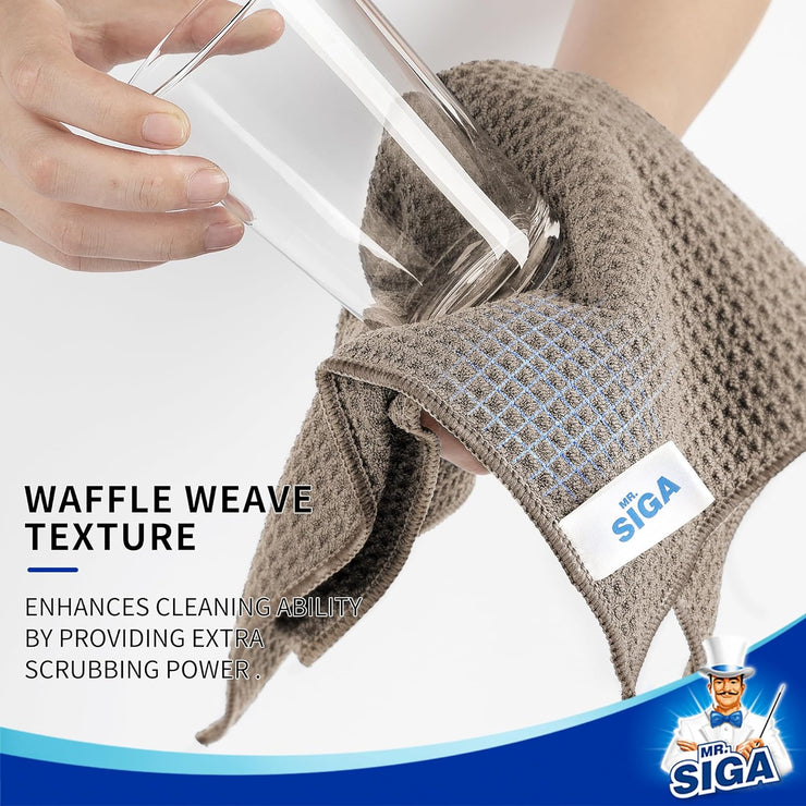 MR.SIGA Waffle Pattern Cleaning Cloths, Reusable Absorbent Microfiber